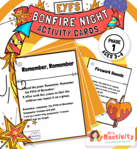 EYFS Phase 1 Bonfire Night Activity Cards | Phase 1 Bonfire Night Ideas