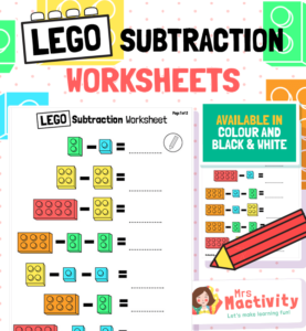 Lego Subtraction From 10 Worksheet | Year 1 Maths