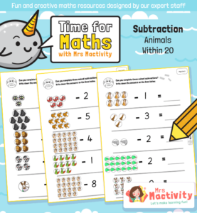 Animal Subtraction Within 20 Worksheet | Year 1 Maths