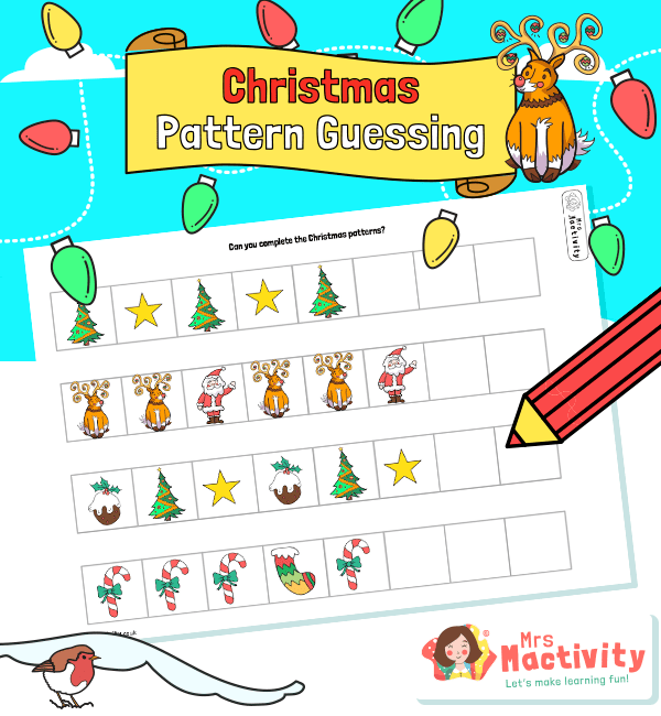 Christmas Repeating Patterns Worksheet | Mrs Mactivity