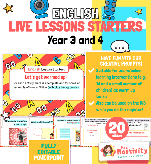 Year 3 And 4 English Live Lesson Warm-up Activities | Mrs Mactivity