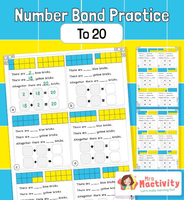 Number Bonds To 20 Practice Worksheet Primary Teaching Resources Number Bonds To 20 Practice Worksheet Primary Teaching Resources