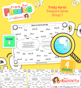 Phase 4 Tricky Words Treasure Hunt Game - Group 1 | Mrs Mactivity