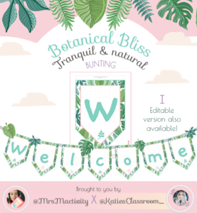 Botanical Bliss Welcome Display Bunting - Katie's Classroom Range ...