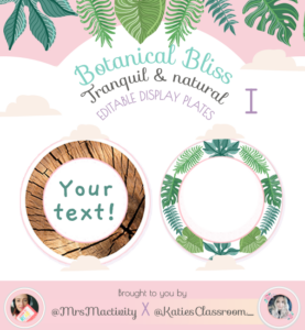 Botanical Bliss Editable Display Discs - Katie's Classroom Range ...