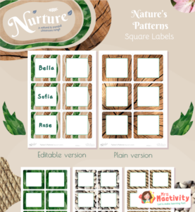 Nurture With Nature Editable Square Labels | Natural Display Resources