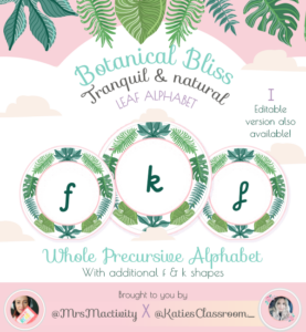 Botanical Bliss Display Pre-cursive Curly K And Loopy F Alphabet Discs ...
