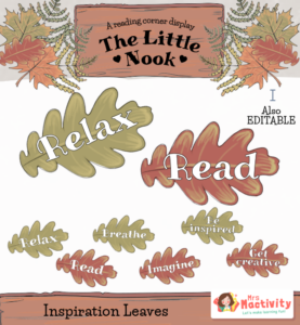 The Reading Nook Editable Display Leaves | Reading Area Display Resources