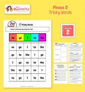 Phase 2 Tricky Words Worksheets | Mrs Mactivity