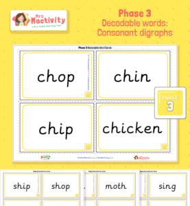 Phase 3 Consonant Digraphs Decodable Word Cards | Phase 3 Teaching ...