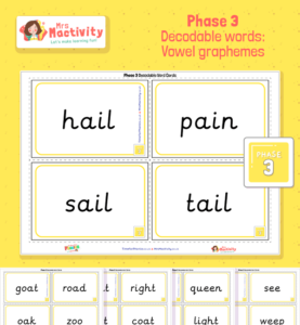 Phase 3 Vowel Graphemes Decodable Word Cards | Phase 3 Teaching Resources