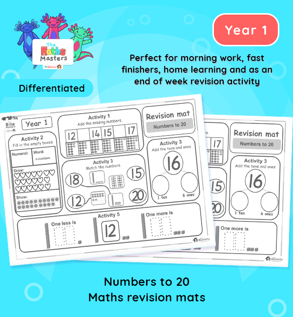 Year 1 Numbers To 20 Revision Mat Year 1 Place Value Worksheets