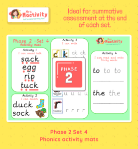 Phonics Activity Mat | Phase 2 Set 4 | Phonics Activity Mats