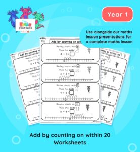 Adding To 20 By Counting On Worksheets | Year 1 Addition Practice