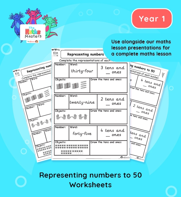 Representing Numbers To 50 Worksheets | Year 1 Place Value Practice
