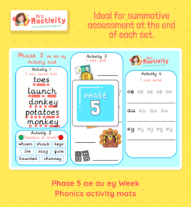 Phonics Activity Mat | Phase 5 Oe Ay Ey | Phase 5 Phonics Activity Mats