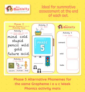 Phonics Activity Mat | Phase 5 Alternative Phonemes For The Same ...