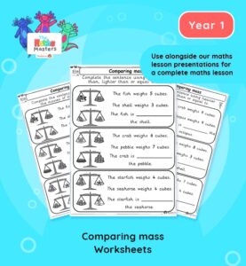 Year 1 Comparing Mass Worksheets | Visual Mass Comparison Activities
