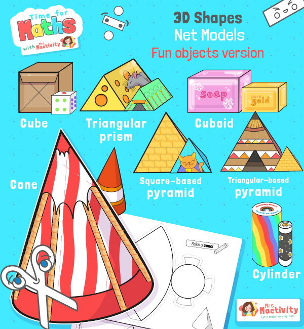 3D Shapes Nets Fun Objects KS1 3D Shape Resources