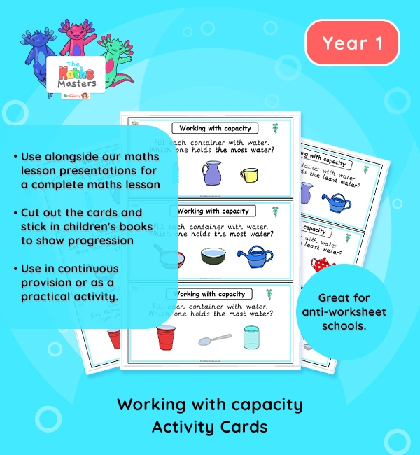 Year 1 Working With Capacity Activity Cards | Practical Volume Tasks