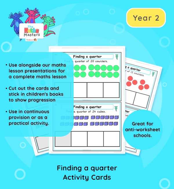 Year 2 | Finding A Quarter Activity Cards | Year 2 Fractions Maths Mastery