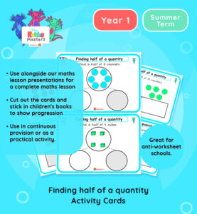 Year 1 | Finding Half Of A Quantity Activity Cards | Year 1 Fractions ...