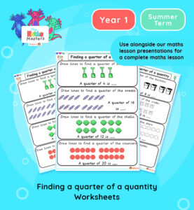Year 1 Finding A Quarter Of A Quantity Worksheets | Visual Fraction ...