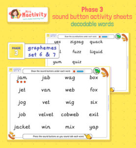 Phase 3 Set 6 And 7 Sound Buttons Activity Sheets | Phase 3 Sound ...