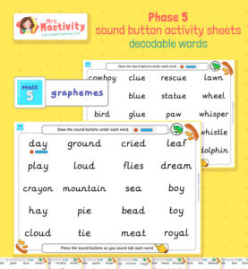 Phase 5 Sound Buttons Activity Sheets | Sound Button Resources