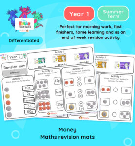 Year 1 Counting Coins Worksheets – Money Revision Mat