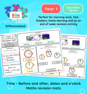 Year 1 Time Worksheets – Before And After, Dates And O'Clock