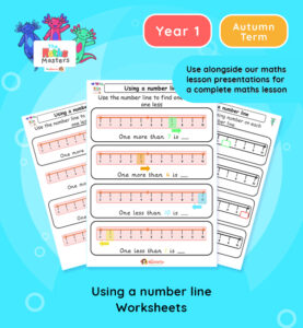 Year 1 Using A Number Line Worksheets | One More And One Less Practice