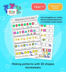 Year 1 Making Patterns With 2D Shapes Worksheets | Time-saving White ...