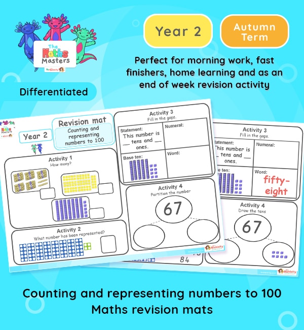 Year 2 Counting And Representing Numbers To 100 Revision Mats Maths