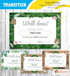 Editable End Of Year Pupil Certificates | Nature Design | EYFS & KS1 ...