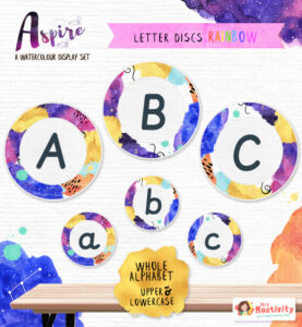Aspire: Watercolour Alphabet Display Discs | Rainbow Theme ...