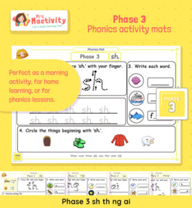 Phase 3 Sh Th Ng Ai Phonics Activity Mats | Phase 3 Phonics Worksheets
