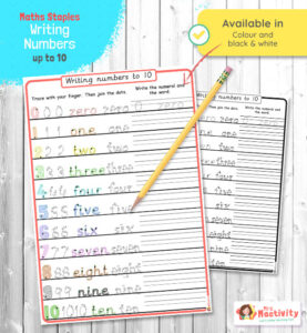 Writing Numbers To 10 Trace And Write Worksheets | EYFS & Year 1