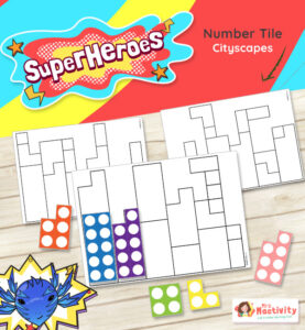 Superheroes Number Tile City Scapes | Superheroes EYFS Resources