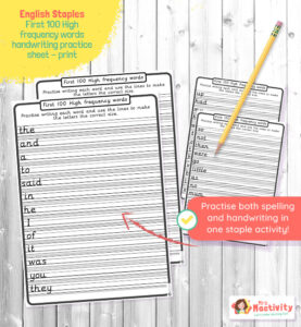 First 100 High Frequency Words Handwriting Practice Sheets – Print ...