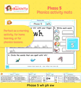Phase 5 Wh Ph Ew Phonics Activity Mats | Phase 5 Phonics Worksheets