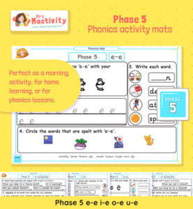 Phase 5 E-e I-e O-e U-e Phonics Activity Mats | Phase 5 Phonics Worksheets