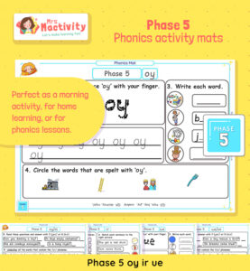 Phase 5 Oy Ir Ue Phonics Activity Mats | Phase 5 Phonics Worksheets
