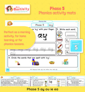 Phase 5 Ay Ou Ie Ea Phonics Activity Mats | Phase 5 Phonics Worksheets
