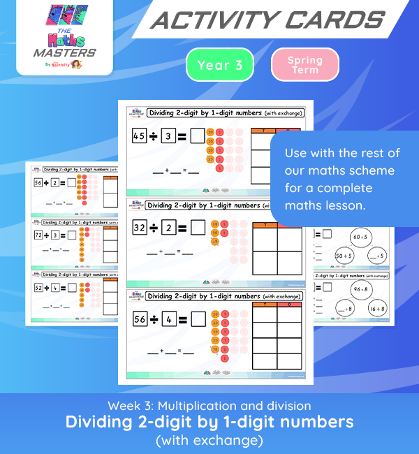 Year 3 Dividing 2 Digit By 1 Digit Numbers Activity Cards Year 3 