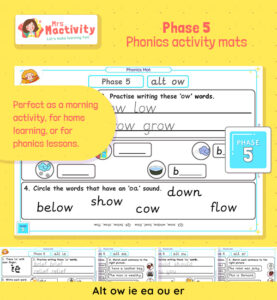 Phase 5 Alternative Ow Ie Ea Ou Er Phonics Activity Mats | Phase 5 ...