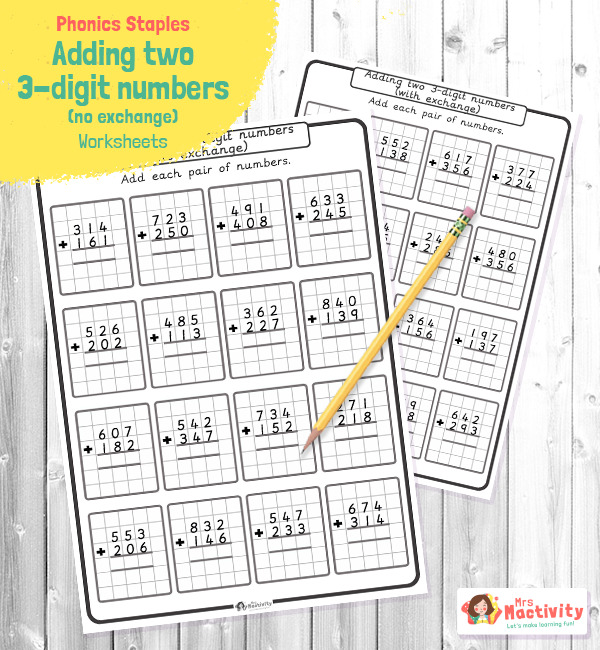 Adding 2 Three Digit Numbers Worksheet | Three Digit Addition Worksheets