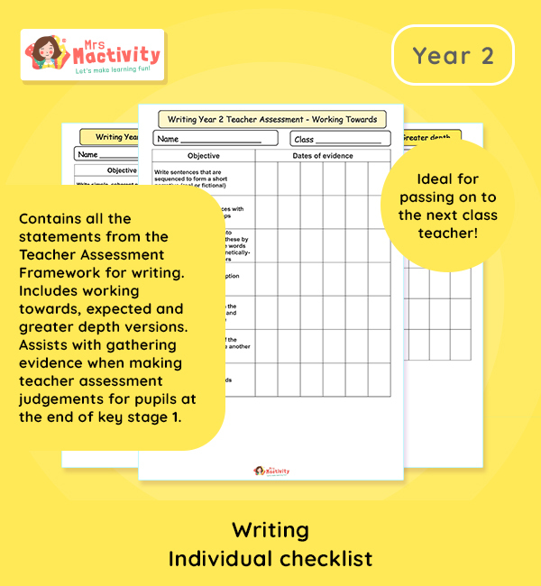 TAF Evidence Checklist For Writing | Individual Pupil Version | TAF ...