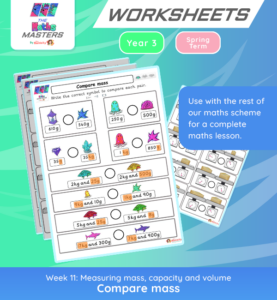 Year 3 | Compare Mass Worksheets | Year 3 Mass And Capacity Lesson Slides
