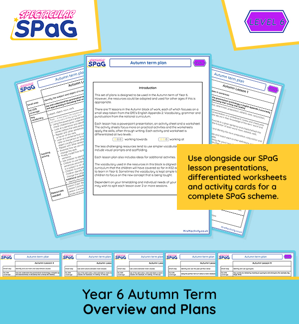 SPaG Scheme Year 6 - Autumn Term - Lesson Plans And Rationale | SPaG ...